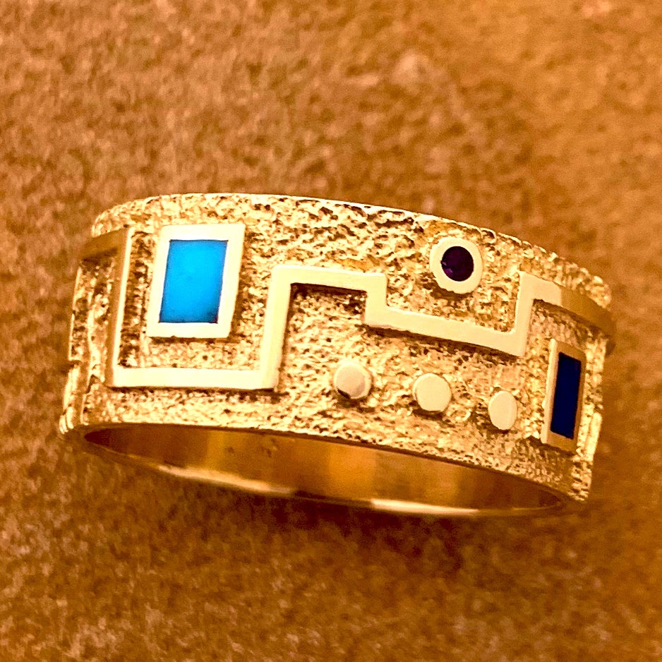 SOLD Ric Charlie Gold Tufa Cast Inlaid Ring – Ric Charlie Jewelry